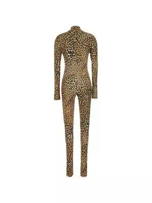 Norma Kamali Leopard-print High-neck Jumpsuit