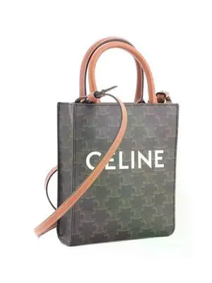 Celine Vertical Cabas Tote Triomphe Coated Canvas Mini Satchel