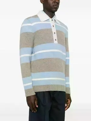 AMARANTO Striped Button-fastening Polo Shirt