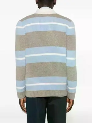 AMARANTO Striped Button-fastening Polo Shirt