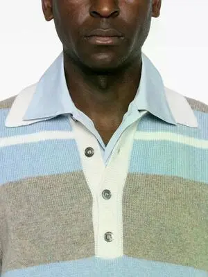 AMARANTO Striped Button-fastening Polo Shirt