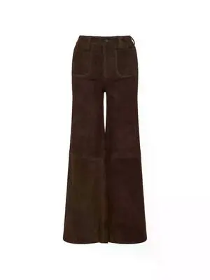 FRAME Le Slim Palazzo Suede Palazzo Pants - Brown