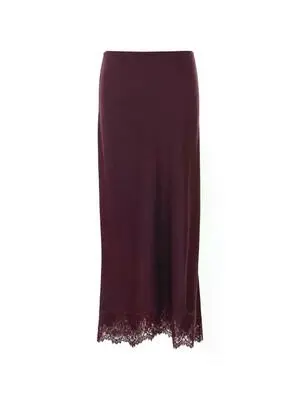 Rixo Matilde Lace-trim Midi Skirt - Red