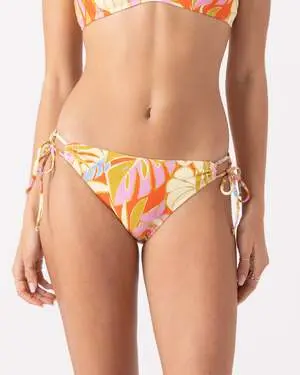 Roxy Tropicool Adjustable Side Tie Hipster Full Bikini Bottom Orngmult