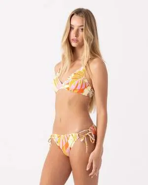 Roxy Tropicool Adjustable Side Tie Hipster Full Bikini Bottom - Orngmult