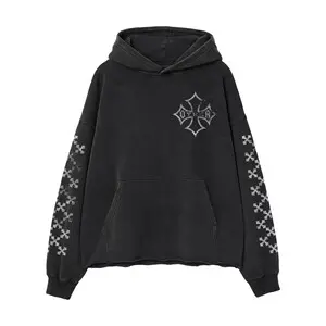 OTHER UK Icons Vintage Issue Raw Edge Oversized Hoodie Vintage - Black