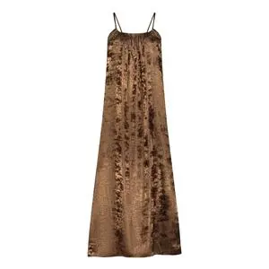 DHARA SHETH, DUBAI Shadow Of Sequin Shimmer Spaghetti Strap Maxi Party Dress French Beige - Gold