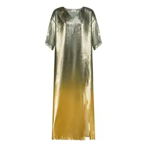 DHARA SHETH, DUBAI Shadow Of Sequin Ombre Shimmer Kaftan Party Dress With Front Slit Gold & Yellow - Gold/yellow