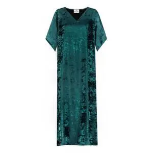 DHARA SHETH, DUBAI Shadow Of Sequin Shimmer Long Kaftan Party Dress With Side Slit - Blue