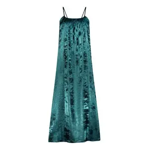 DHARA SHETH, DUBAI Shadow Of Sequin Shimmer Spaghetti Strap Maxi Party Dress With Side Slit - Blue