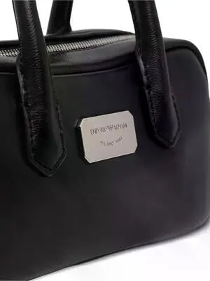 Emporio Armani Zebra-pattern Logo-plaque Shoulder Bag - Black