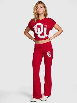 Pink College Collection All-day Cotton™ Bling Foldover Flare Leggings - Red