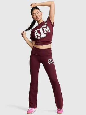 Pink College Collection All-day Cotton™ Bling Foldover Flare Leggings - Red