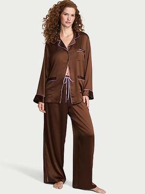 Victoria's Secret Signature Satin Luxe Long Pajama Set - Brown
