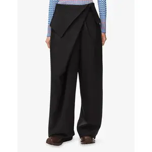 Loewe Draped Wide-leg Wool Trousers