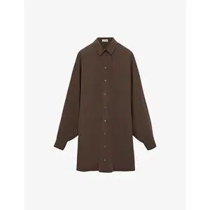 Loewe Logo-embroidered Cotton Shirt Dress - Brown