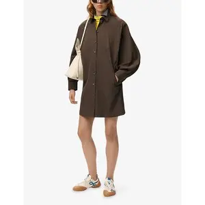 Loewe Logo-embroidered Cotton Shirt Dress - Brown