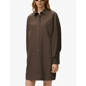 Loewe Logo-embroidered Cotton Shirt Dress - Brown