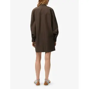 Loewe Logo-embroidered Cotton Shirt Dress - Brown