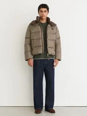 REISS Scott Monogram Check Puffer Jacket With Detachable Hood