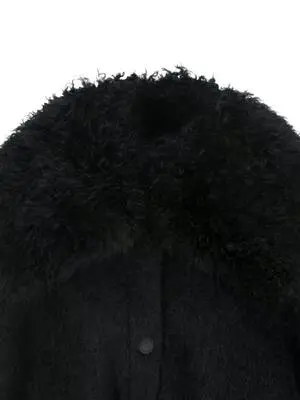 Moncler Shearling-collar Fringed-hem Cape