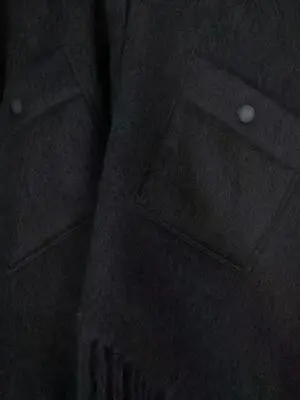 Moncler Shearling-collar Fringed-hem Cape