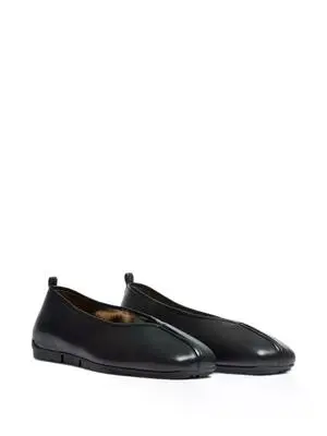 Ash Breeze Fur-lining Studded Leather Ballet Flats - Black
