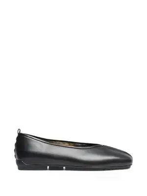 Ash Breeze Fur-lining Studded Leather Ballet Flats - Black