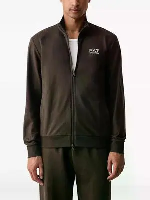 EA7 Logo-print Zip-up Sweatshirt - Brown