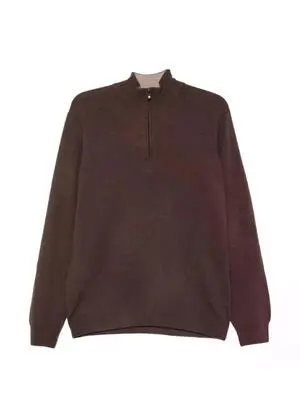 DELLA CIANA Quarter-zip Knit Sweater - Brown