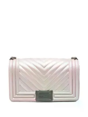 MARC ELLIS Small Flat 27 Chevron-quilted Logo-plaque Shoulder Bag - Pink