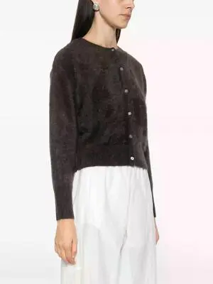 Almada Label Brushed-knit Cardigan - Brown