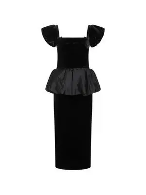 SELF-PORTRAIT Velvet Bubble Peplum Midi Dress