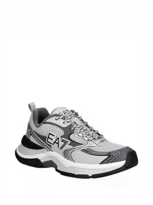 EA7 Mesh-panelled Logo-print Sneakers - Grey
