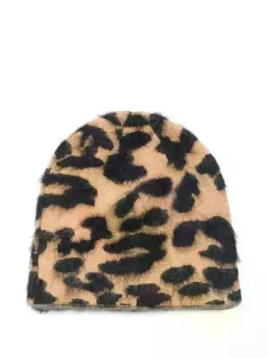 StÜssy Leopard-print Cashmere Beanie Hat - Neutrals