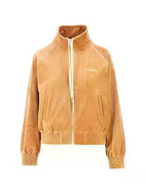 Chloé High-neck Logo Tracksuit Jacket In Velvet