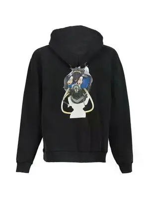 SHT Graphic-print Washed-effect Hoodie