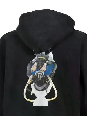 SHT Graphic-print Washed-effect Hoodie