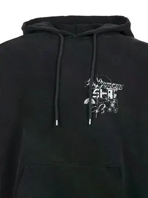 SHT Graphic-print Washed-effect Hoodie