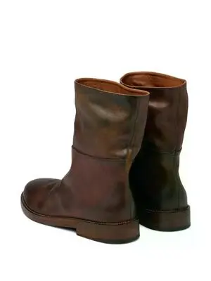 Marsèll Tubetto Burnished-effect Leather Boots - Brown