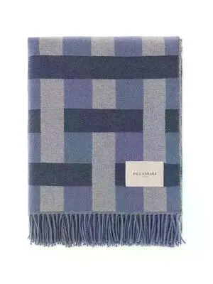 Paul & Shark Geometric-pattern Fringed Scarf Blue