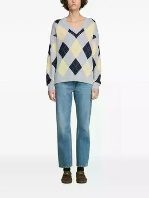 Sandro Argyle-pattern Wool Sweater