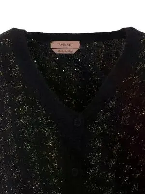 TWINSET Jacquard Knit Cardigan With Houndstooth Pattern
