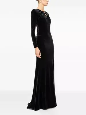 NISSA Velvet Open-back Maxi Dress