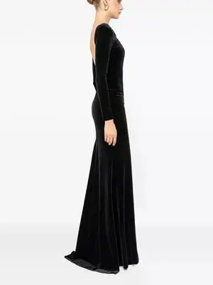 NISSA Velvet Open-back Maxi Dress