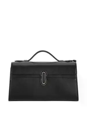 Savette Turn-lock Leather Tote Bag - Black