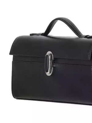 Savette Turn-lock Leather Tote Bag