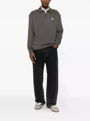 Maison Kitsuné Fox-patch Quarter-zip Sweater - Grey
