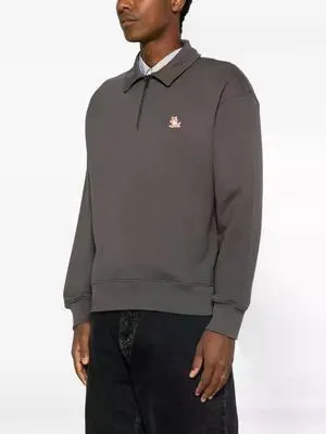 Maison Kitsuné Fox-patch Quarter-zip Sweater - Grey