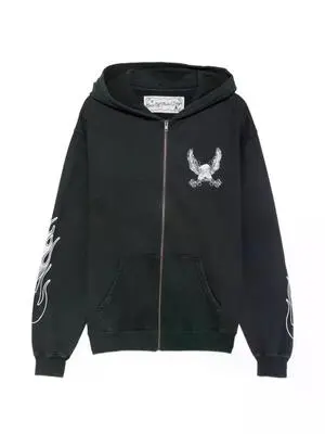 ONE OF THESE DAYS Graphic-print Zip-up Hoodie - Grey